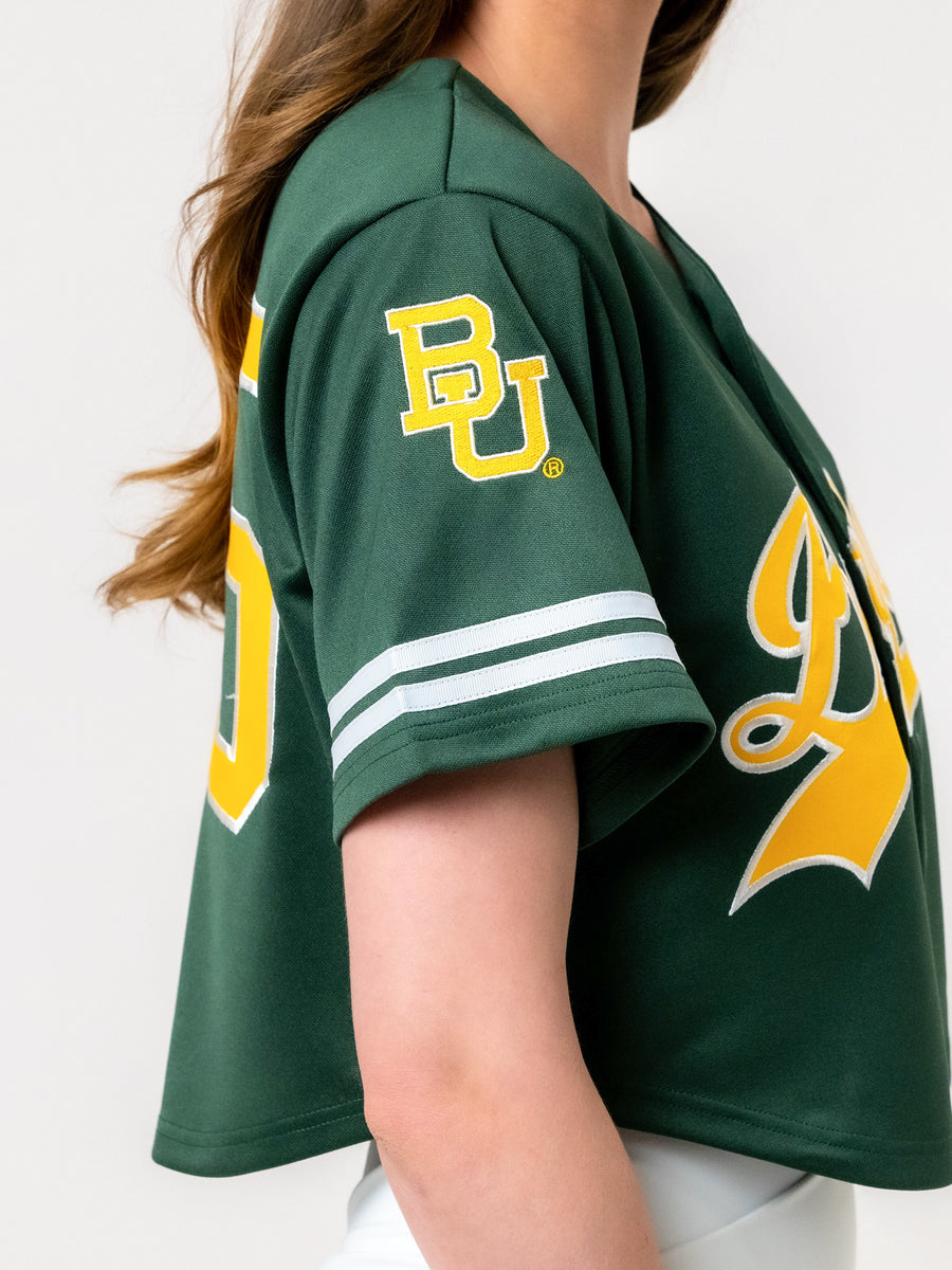 Baylor University - Women's Cropped Baseball Crop Jersey Top - Green ...